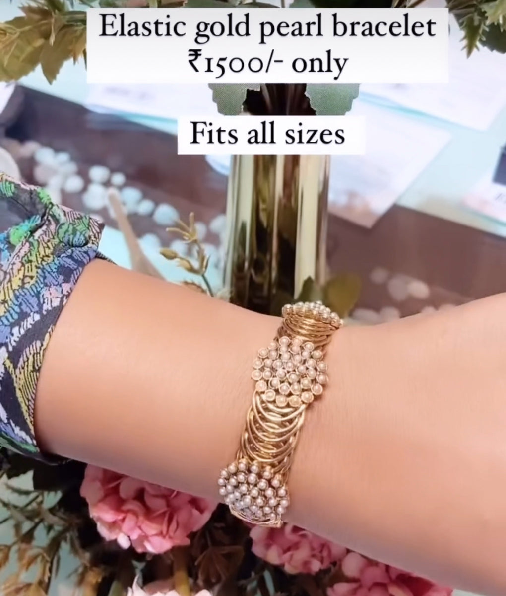 GOLD PEARL ELASTIC BRACELET 🫰🏻 – Belleza Jewels